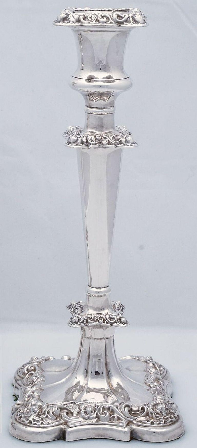 Pair of English Rococo Silver Candle Holders or Candlesticks For Sale ...