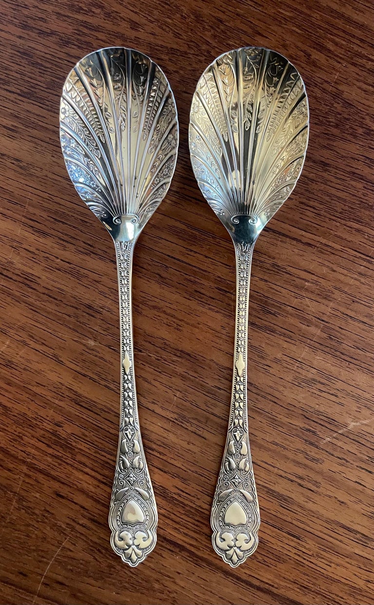 Pair of English Sheffield Silver Plated Serving Spoons in Box by I ...