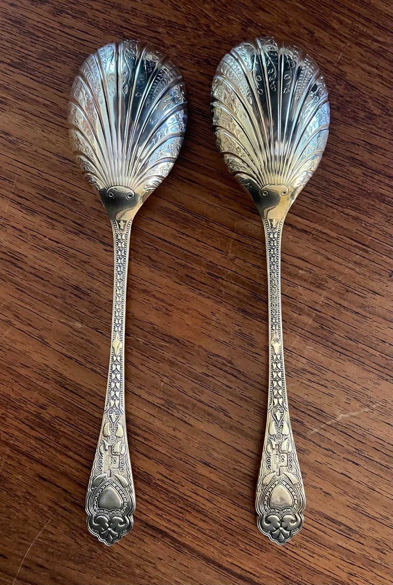 Pair of English Sheffield Silver Plated Serving Spoons in Box by I ...