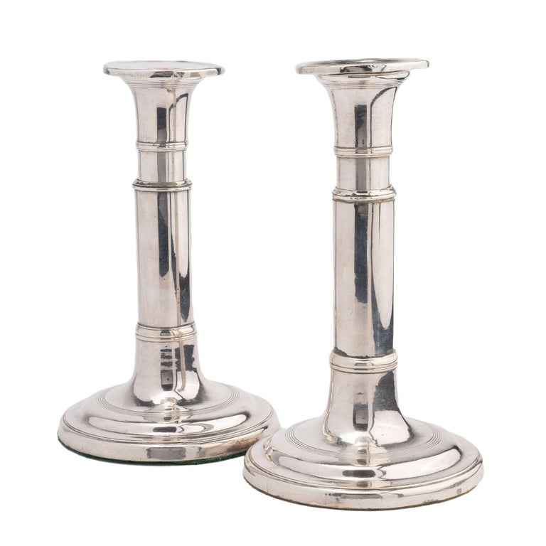 Pair of English Sheffield Telescoping Columnar Candlesticks, 1820 For ...