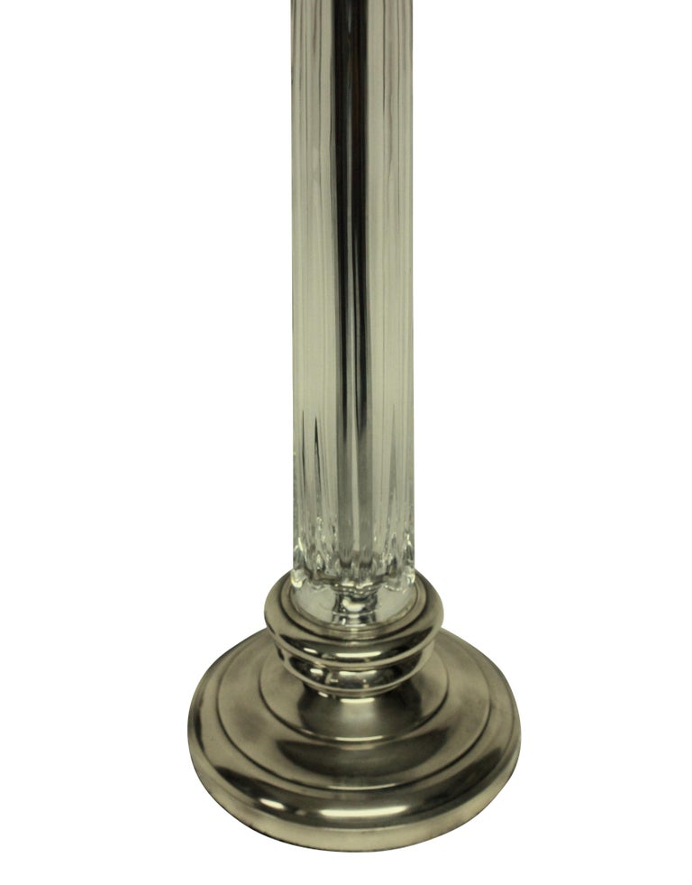 Pair of English Silver and Cut-Glass Column Lamps For Sale at 1stDibs