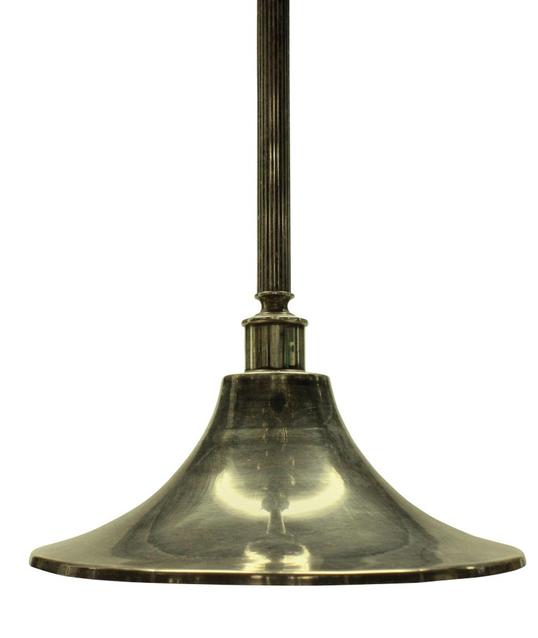 Pair of English Silver Plated Hanging Lights For Sale at 1stDibs