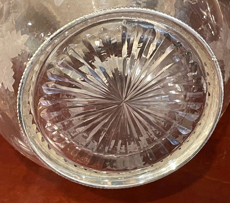 Pair of English Sliver Plated and Engraved Glass Claret Jugs For Sale ...