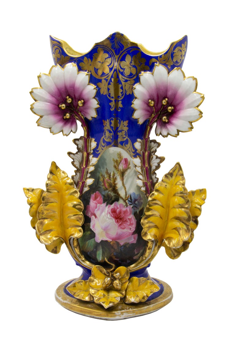 Pair of English Victorian Chelsea Porcelain Vases For Sale at 1stdibs