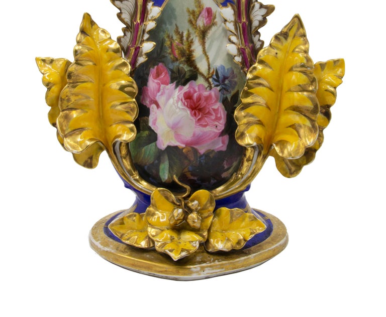 Pair of English Victorian Chelsea Porcelain Vases For Sale at 1stDibs