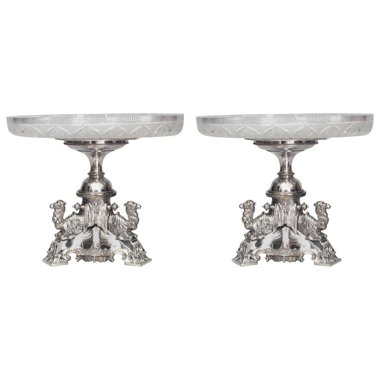 Pair of English Victorian Silver Plated Camel Centerpieces For Sale at ...