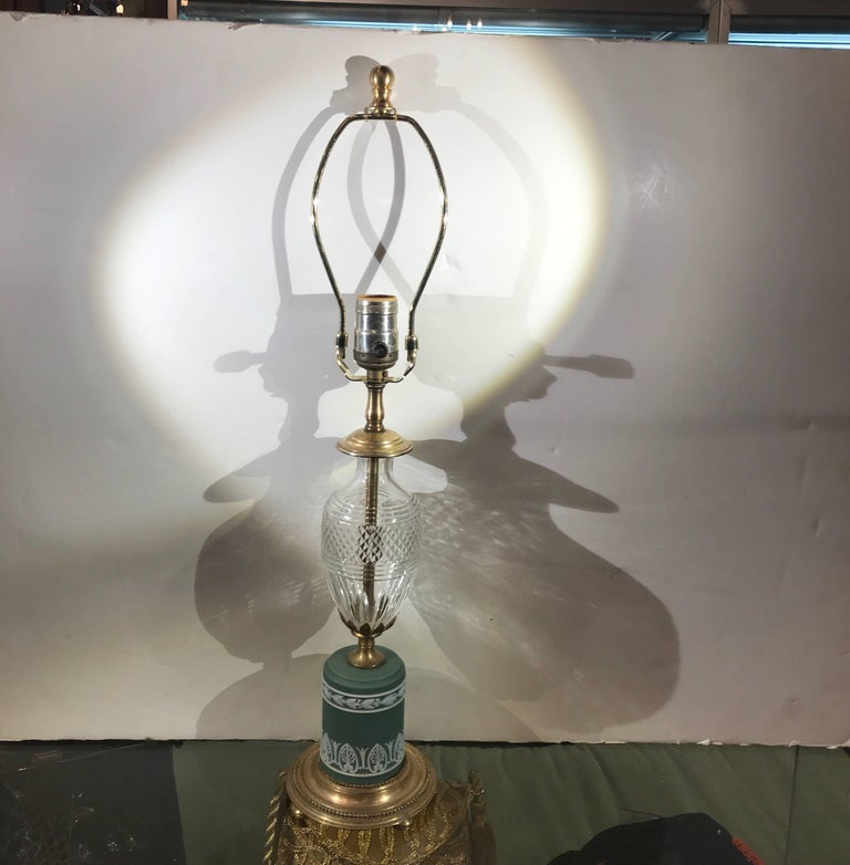 Pair of English Wedgewood and Cut Crystal Lamps For Sale at 1stDibs