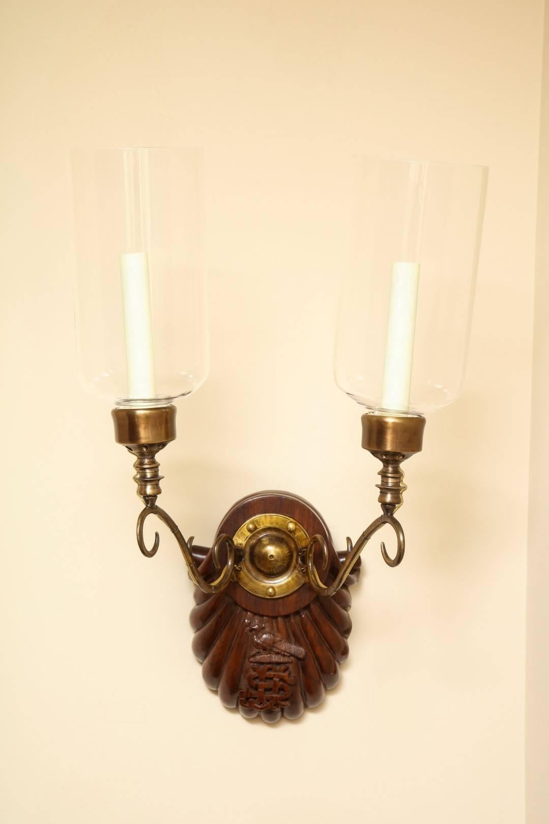 Pair of Engraved Anglo Indian Two-Light Sconces at 1stDibs