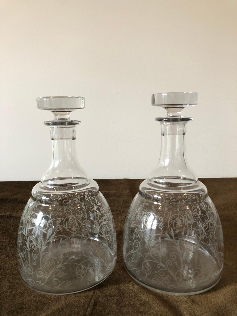 Pair Of Etched Crystal Baccarat Decanters For Sale At 1stdibs