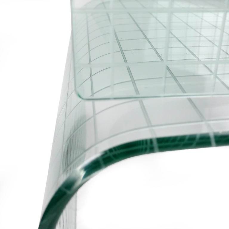 Pair of Etched Glass Waterfall Tables by Angelo Cortesi for FIAM For ...