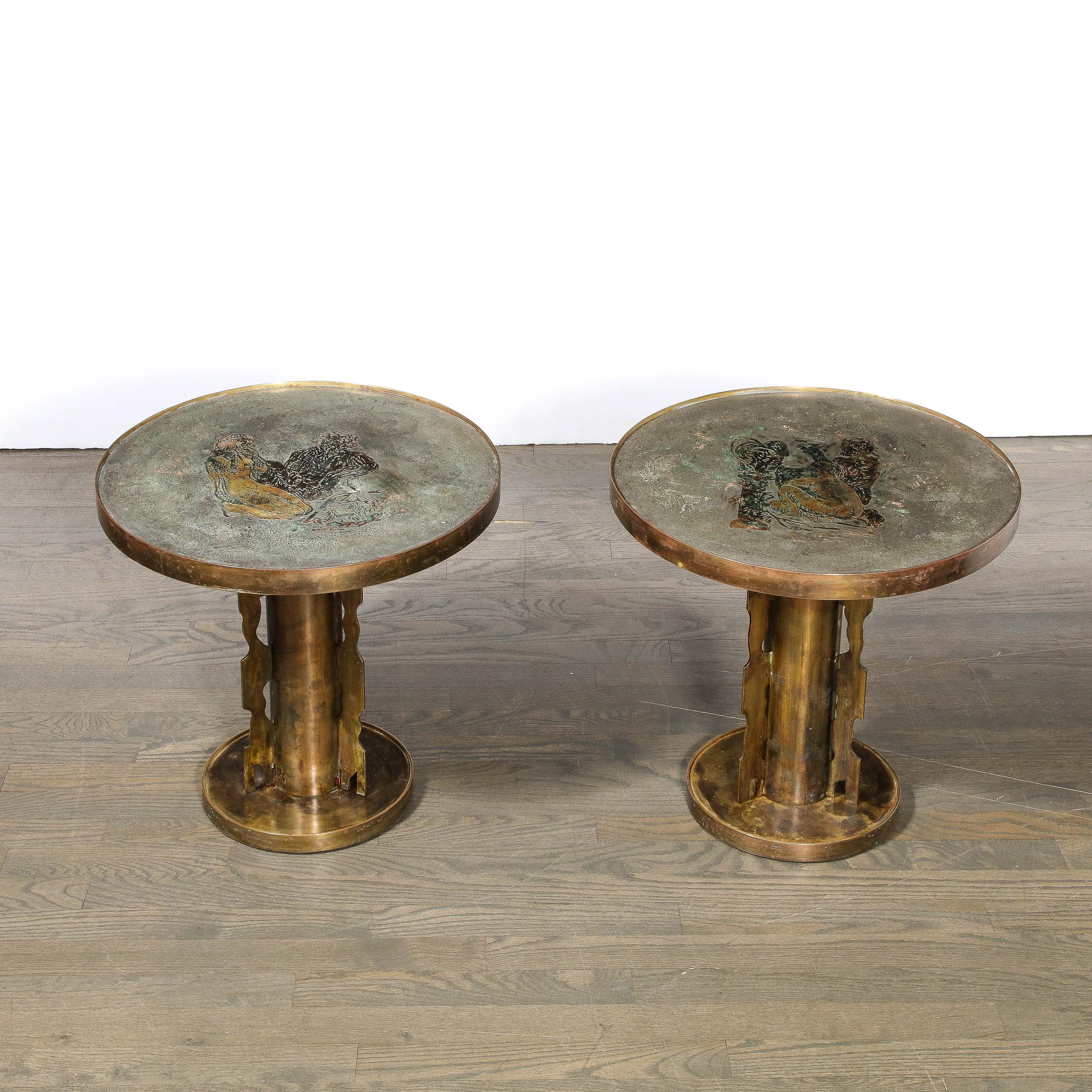 Pair of Etruscan Side Tables after Picasso in Bronze by Philip and ...