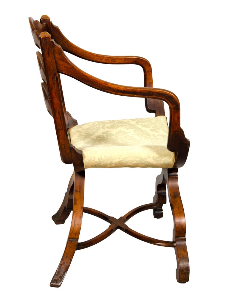 Pair of European Walnut Gondola Chairs For Sale at 1stDibs
