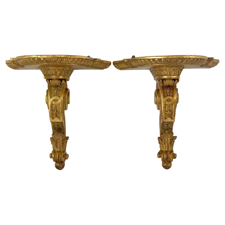Pair of Exceptional Gilt Tera-Cotta Regence Style Wall Shelves at 1stDibs