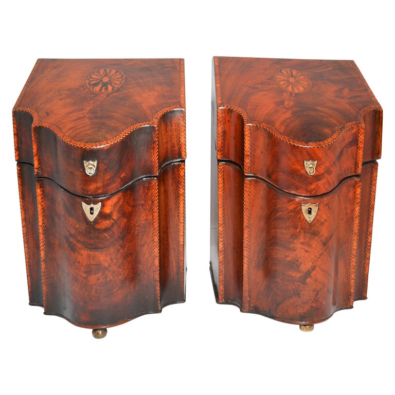 Pair of Exceptional Quality Antique English Mahogany Cutlery Boxes at ...