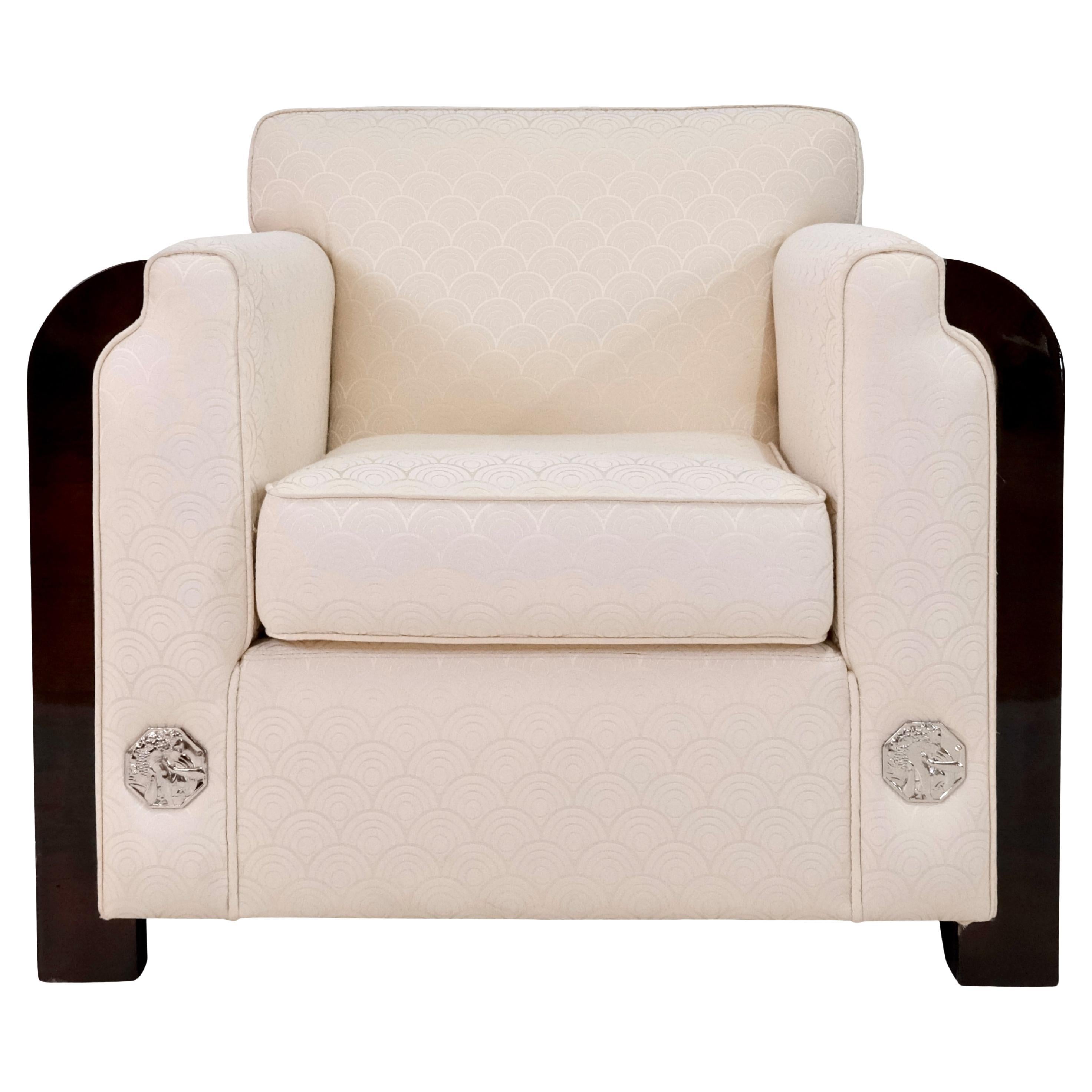 Art Deco Club Chairs with Diamond Fabric at 1stDibs