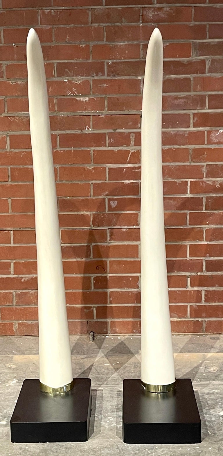 Pair of Exotic Mid Century Lacquered Faux Elephant Tusk Sculptures For ...