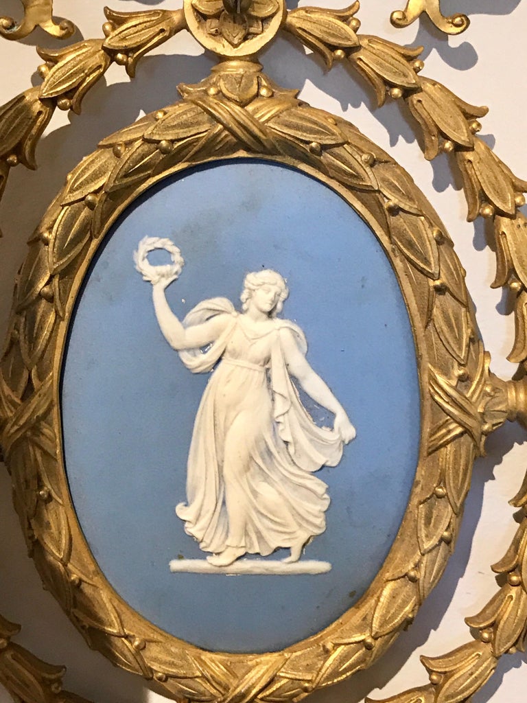Pair of Exquisite Adam Style Ormolu Wall Sconces with Wedgwood Plaques ...