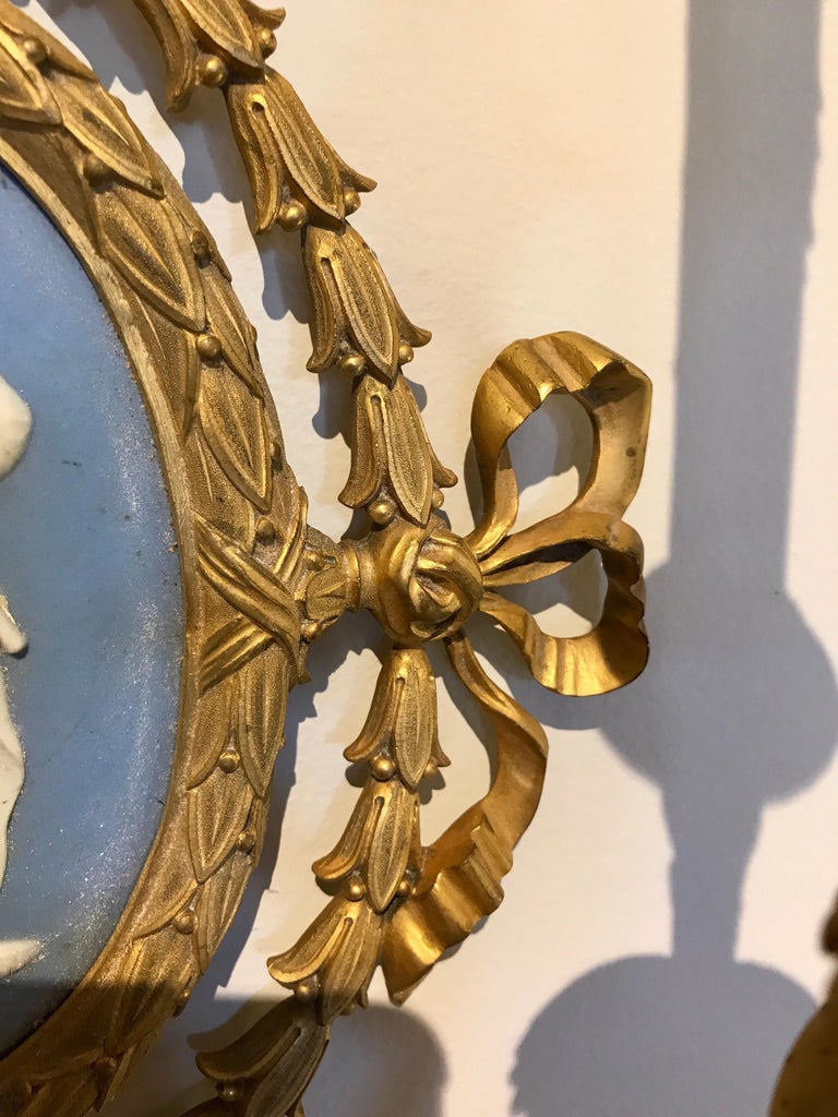 Pair of Exquisite Adam Style Ormolu Wall Sconces with Wedgwood Plaques ...