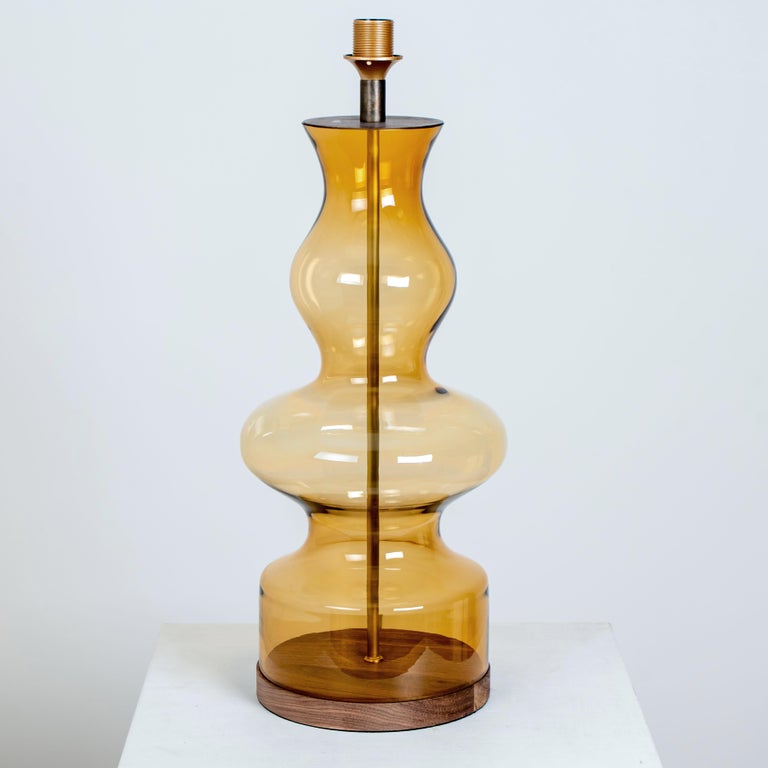 Pair of Extra Large Glass Shaped Table Lamp with Custom Made Silk Lamp ...