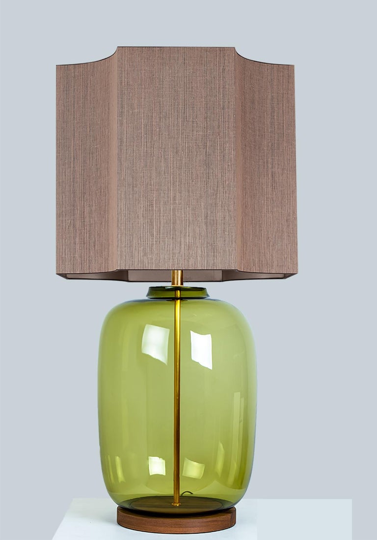 Pair of Extra Large Glass Shaped Table Lamp with Custom Made Silk Lamp ...