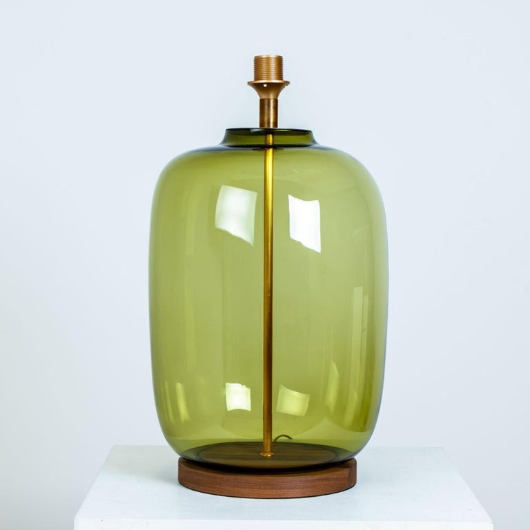 Pair of Extra Large Glass Shaped Table Lamps with Silk Lampshades For ...