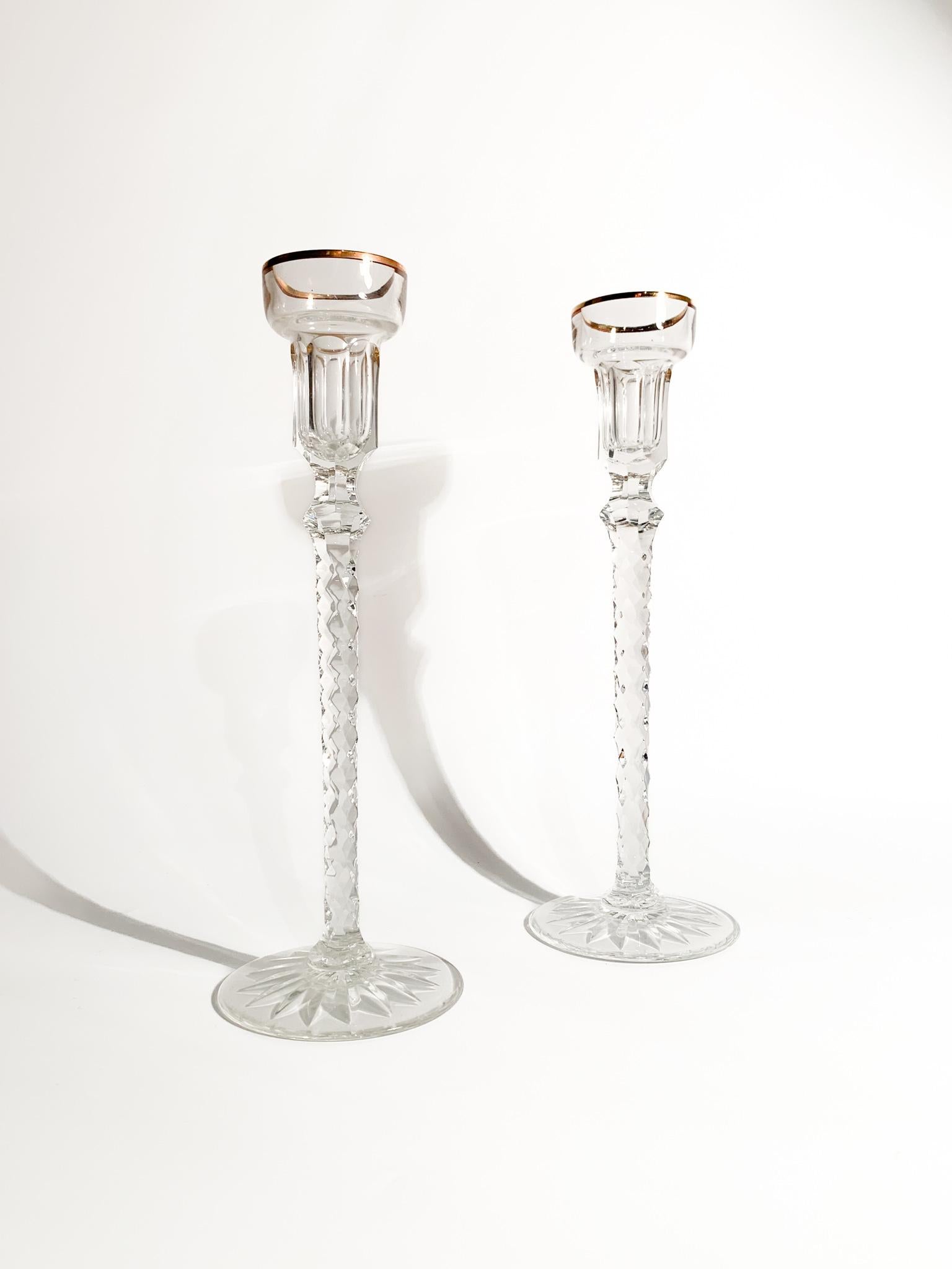 Pair of Fabergè Crystal Empire Candle Holders with 1920s Box For Sale ...