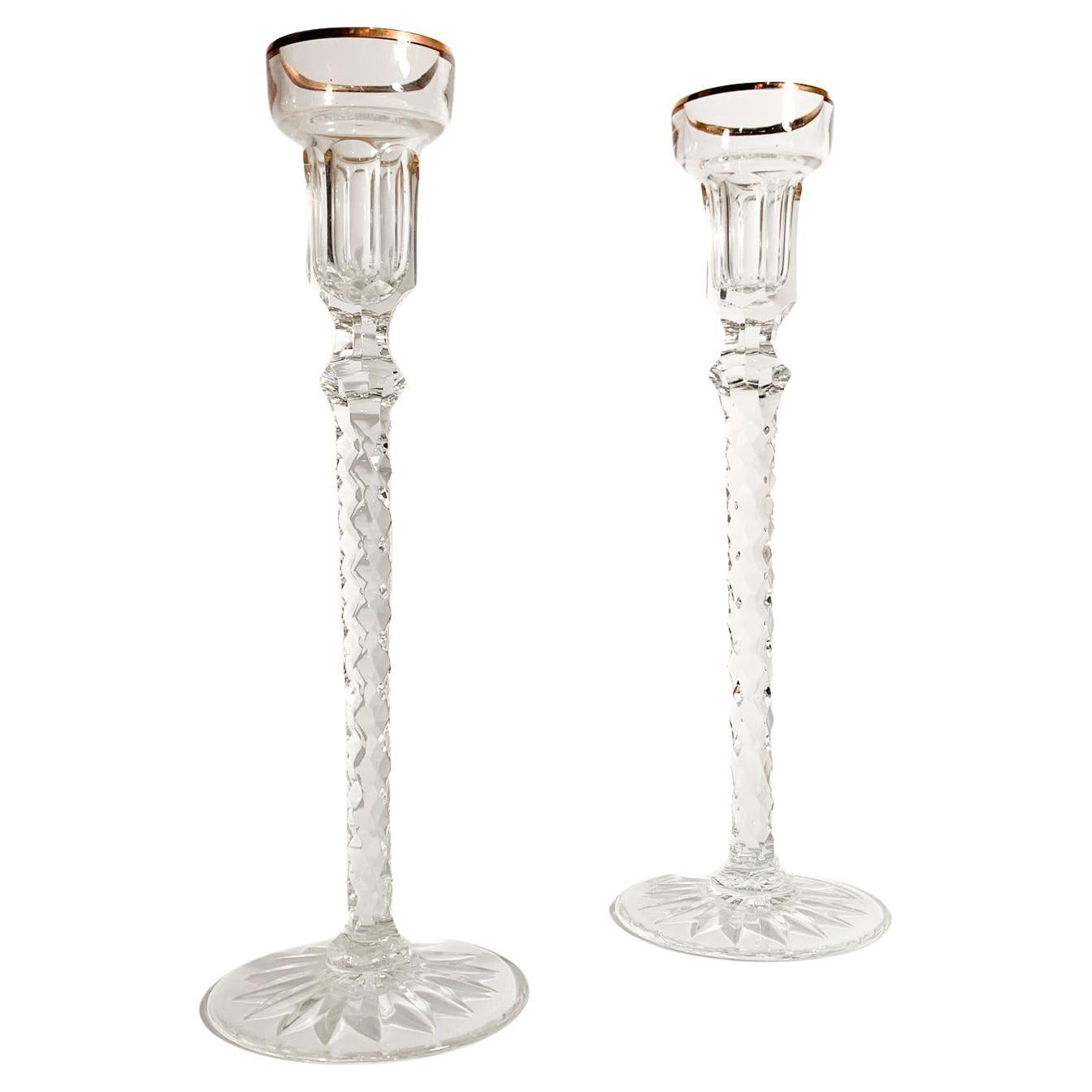 Pair of Fabergè Crystal Empire Candle Holders with 1920s Box For Sale ...