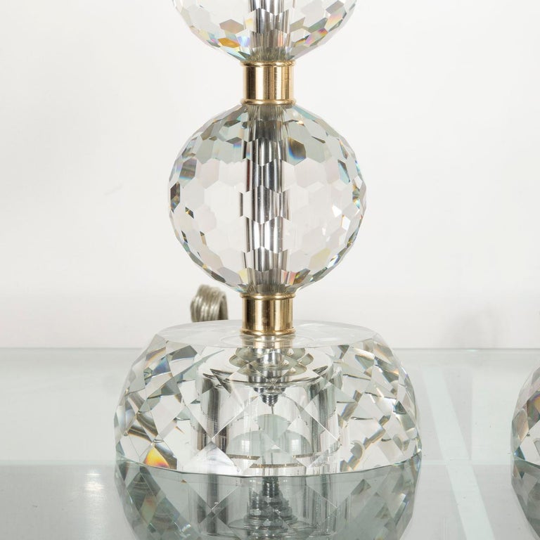Pair of Faceted Sphere Table Lamps For Sale at 1stDibs