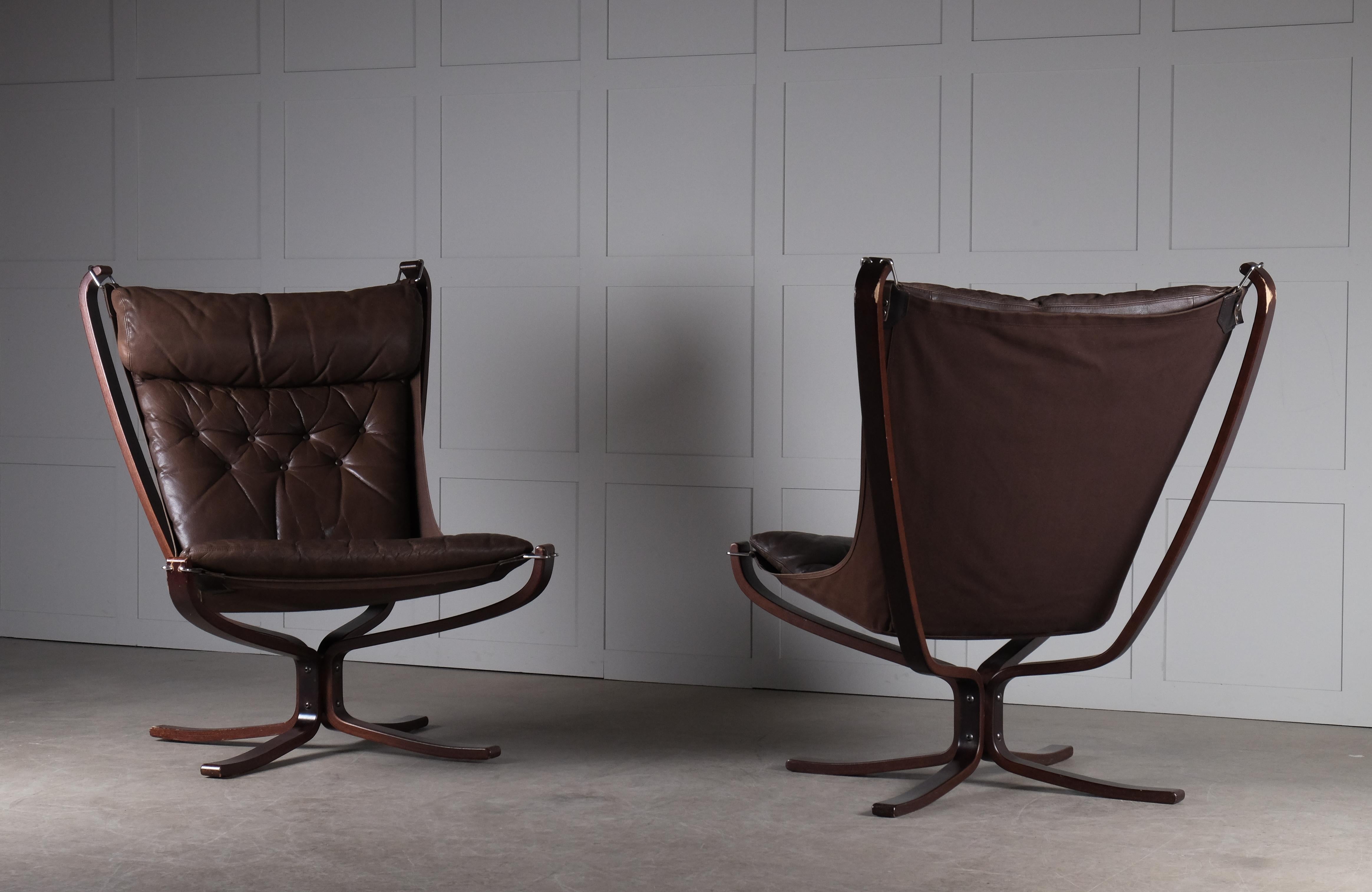 Pair of "Falcon" Easy Chairs by Sigurd Resell, Norway, 1970s at 1stDibs