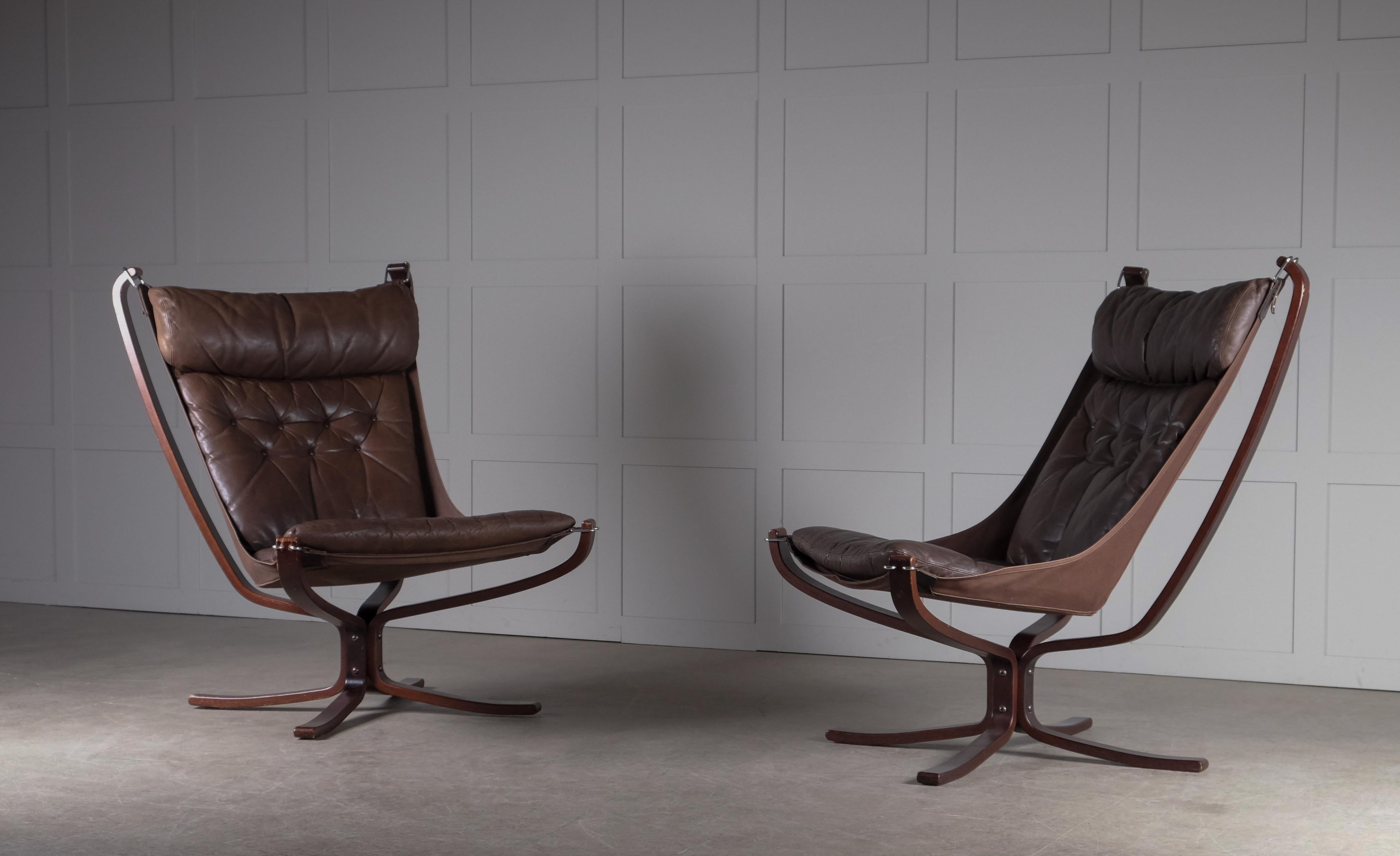 Pair of "Falcon" Easy Chairs by Sigurd Resell, Norway, 1970s at 1stDibs