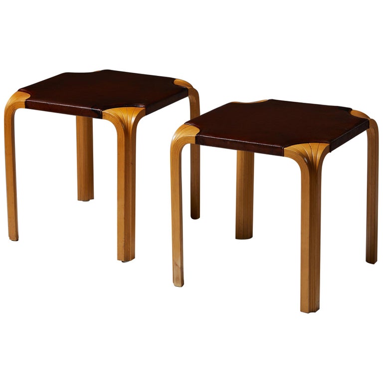 Pair of Fan-Leg Stools, Model S601, Designed by Alvar Aalto for Artek ...
