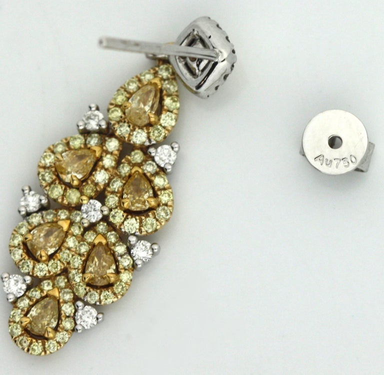 Pair of Fancy Colored Diamond and Diamond Earrings For Sale at 1stDibs