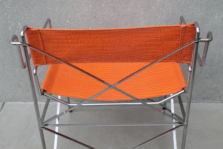 Pair of Faux Alligator Orange Chairs at 1stDibs