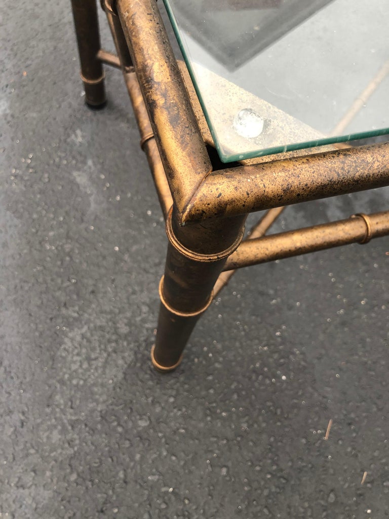 Pair of Faux Bamboo Metal End Tables at 1stDibs