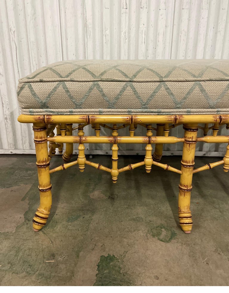Pair of Faux Bamboo Painted Benches For Sale at 1stDibs