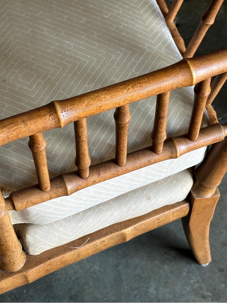 Pair of Faux Bamboo Spindle Armchairs For Sale at 1stDibs