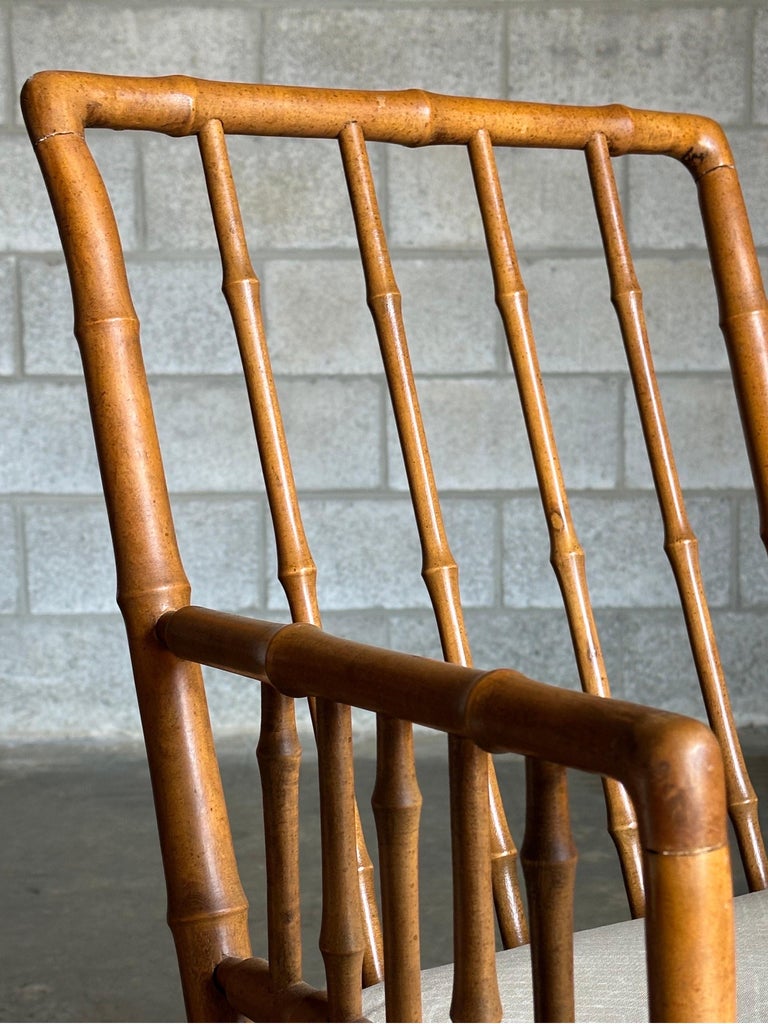 Pair of Faux Bamboo Spindle Armchairs For Sale at 1stDibs