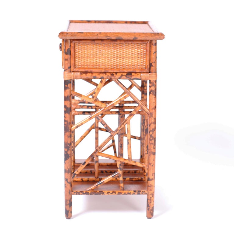 Pair of Faux Burnt Bamboo Stands or Tables For Sale at 1stDibs