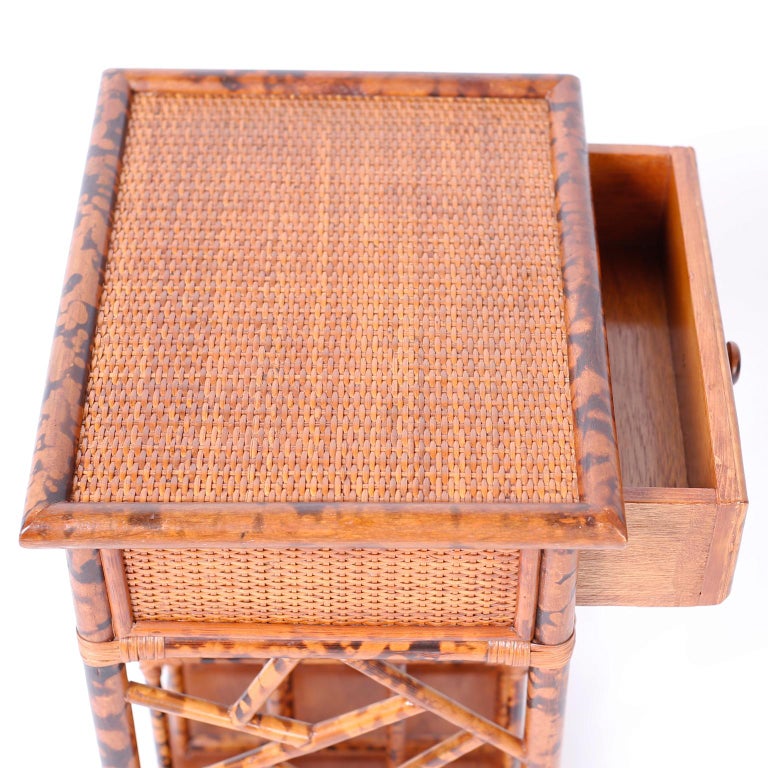 Pair of Faux Burnt Bamboo Stands or Tables For Sale at 1stDibs