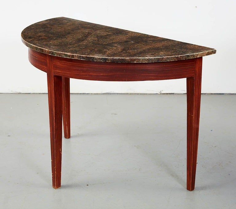 Pair of Faux Painted Swedish Demilune Tables For Sale at 1stDibs