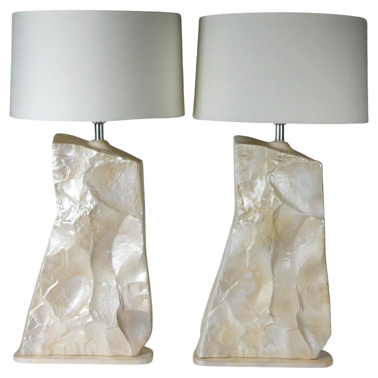 Pair of Faux Slate Stone Table Lamps, 1970's For Sale at 1stDibs