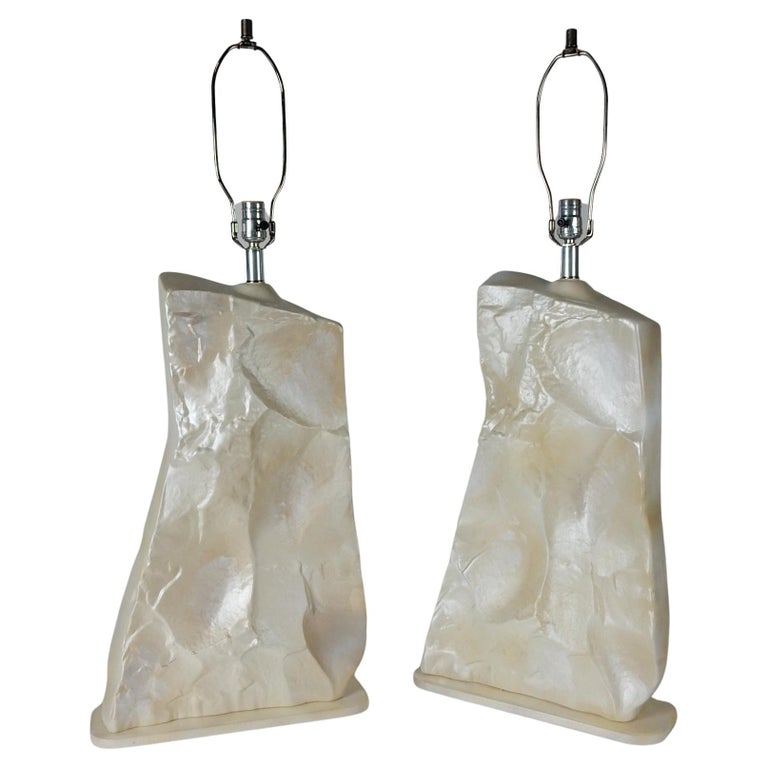 Pair of Faux Slate Stone Table Lamps, 1970's For Sale at 1stDibs