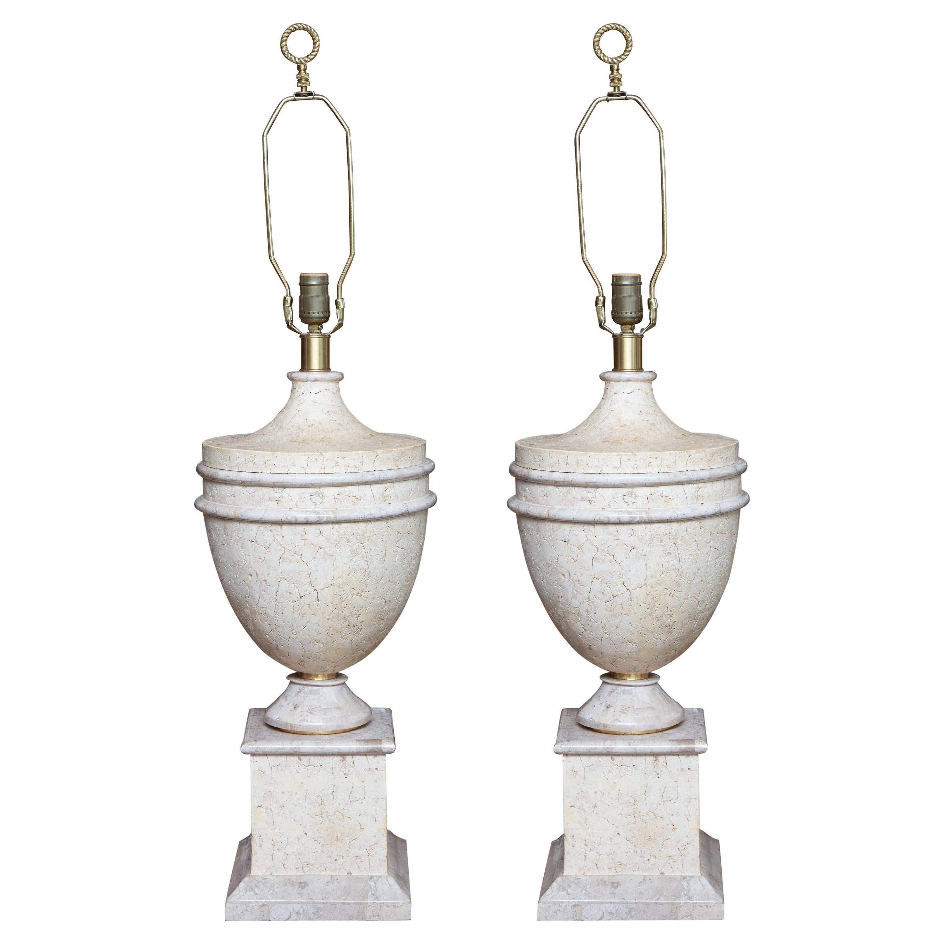 Pair of Mid-Century Modern Urn Form Woven Basket Table Lamps at 1stDibs