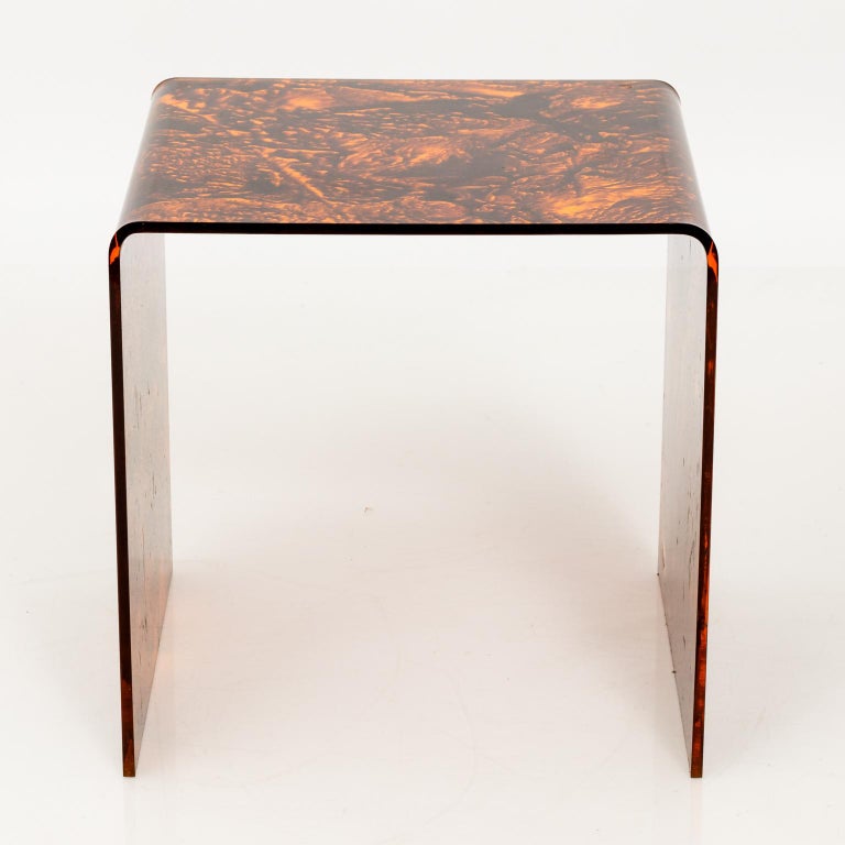 Pair of Faux Tortoise Lucite Side Tables, circa 1970 at 1stDibs