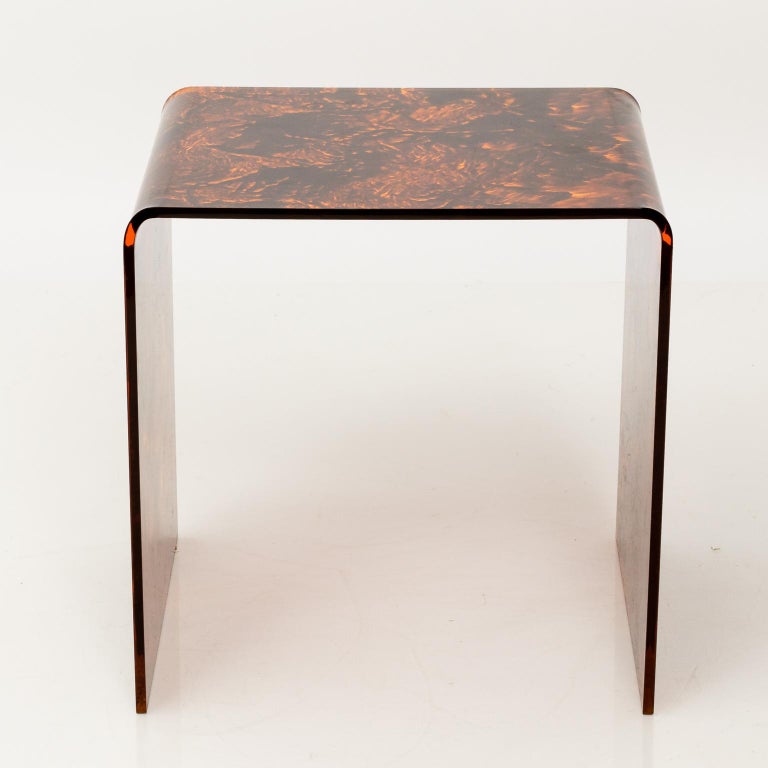 Pair of Faux Tortoise Lucite Side Tables, circa 1970 at 1stDibs