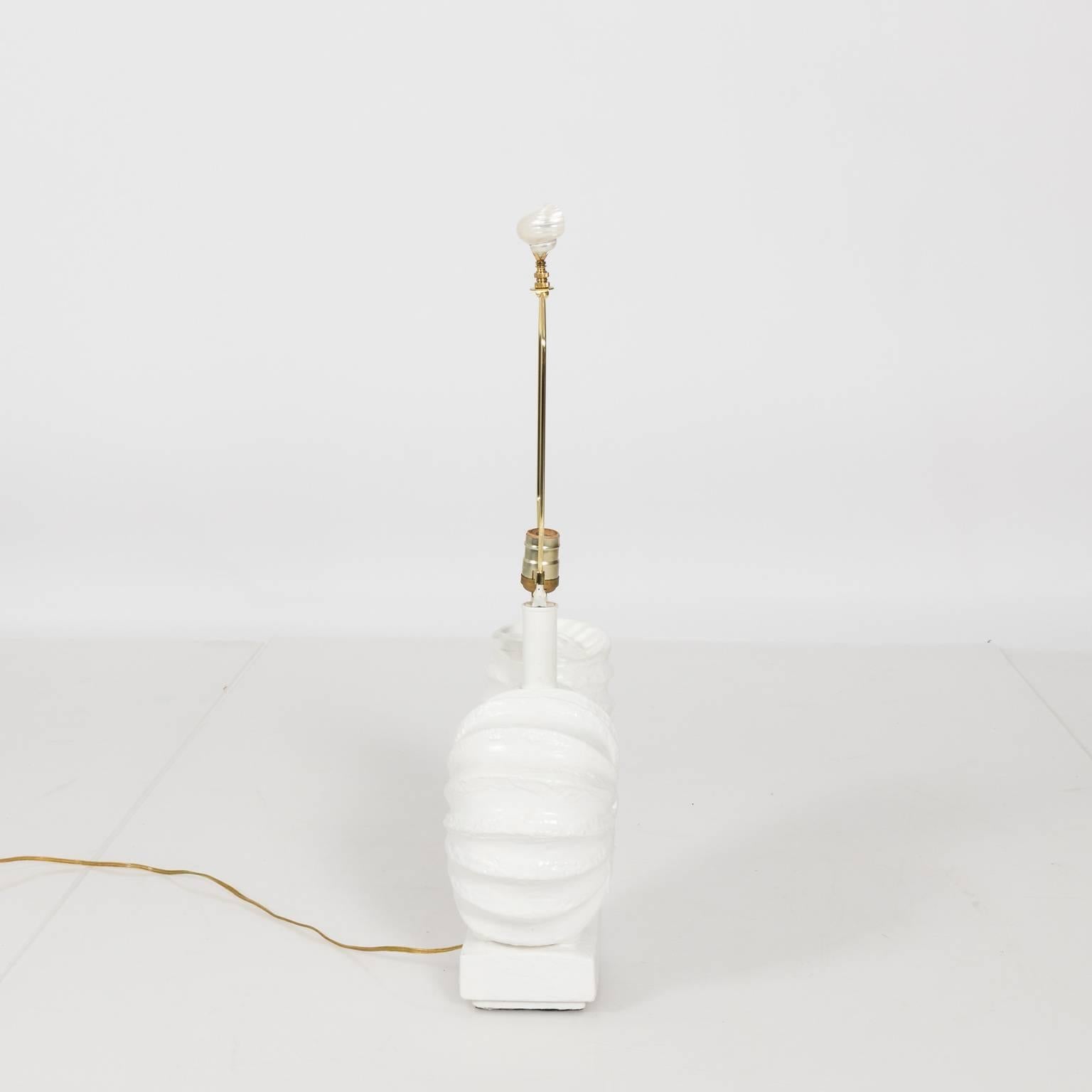 Pair of Faux White Nautilus Shell Lamps, circa 1970s For Sale at 1stDibs