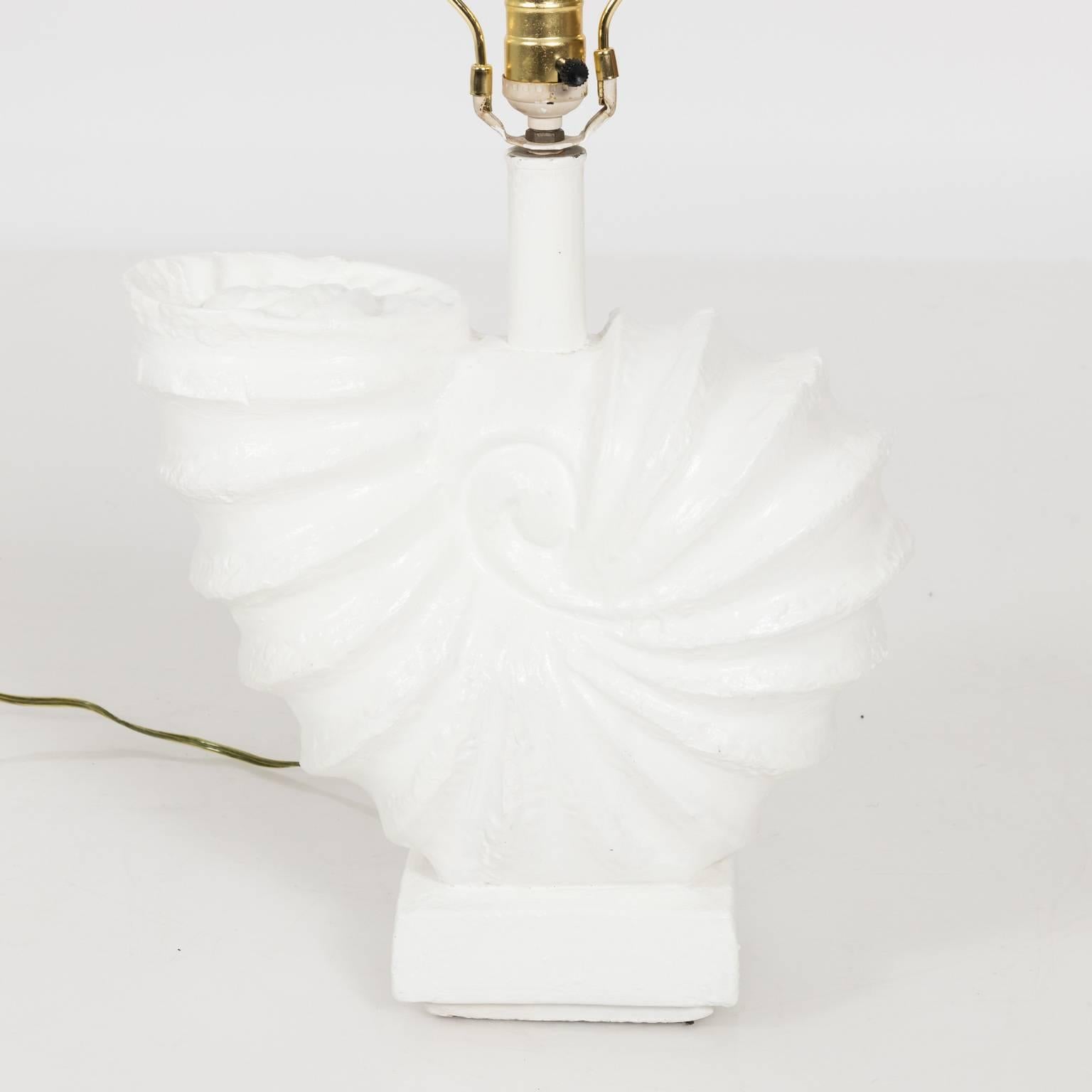 Pair of Faux White Nautilus Shell Lamps, circa 1970s For Sale at 1stDibs