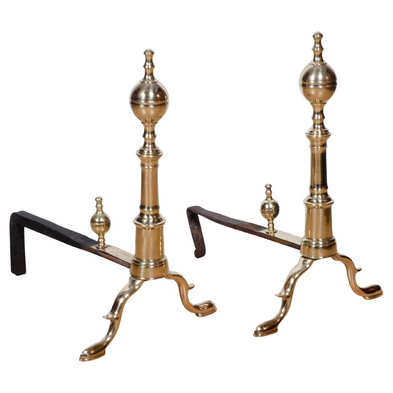 Pair of Federal Brass Andirons at 1stDibs