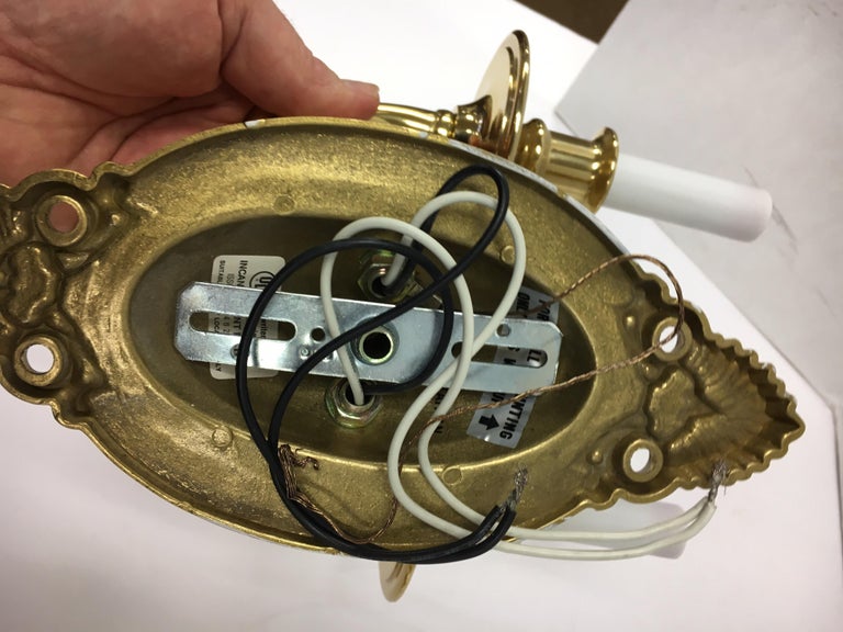 Pair of Federal Federalist Two- Light Brass Sconces at 1stDibs