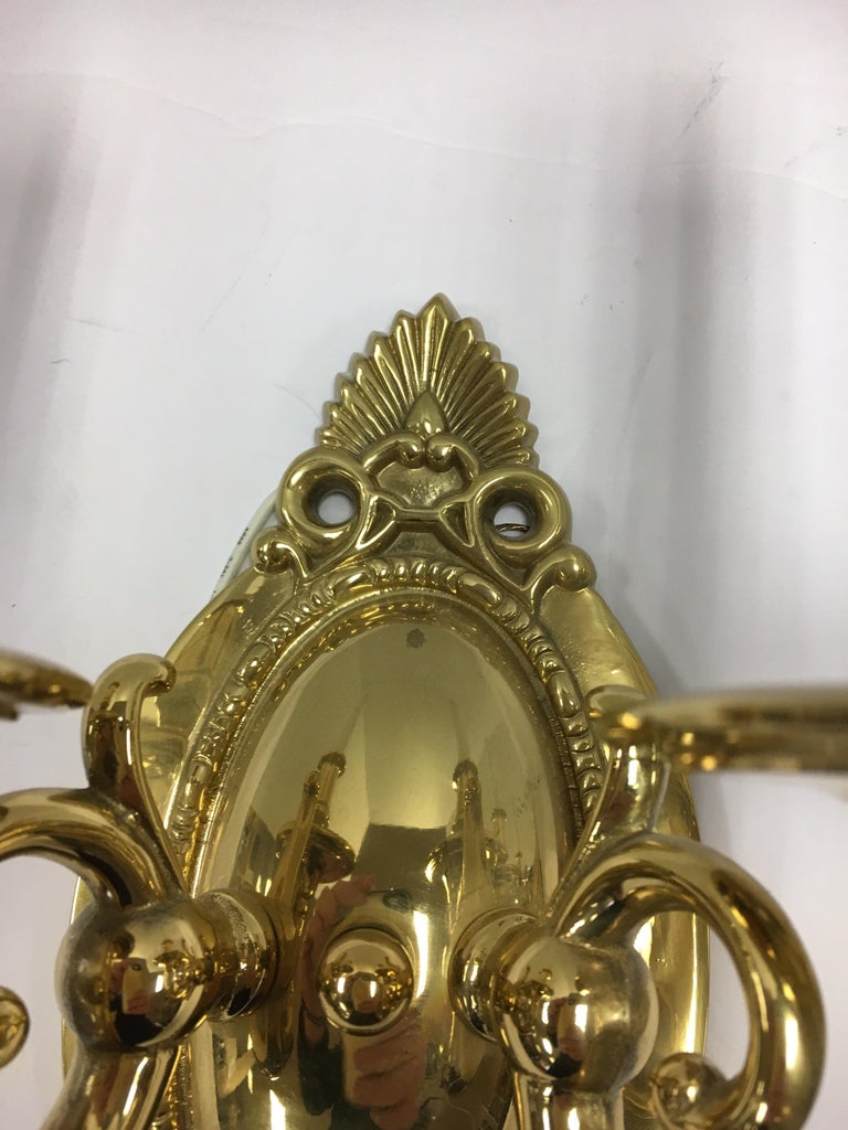 Pair of Federal Federalist Two- Light Brass Sconces at 1stDibs